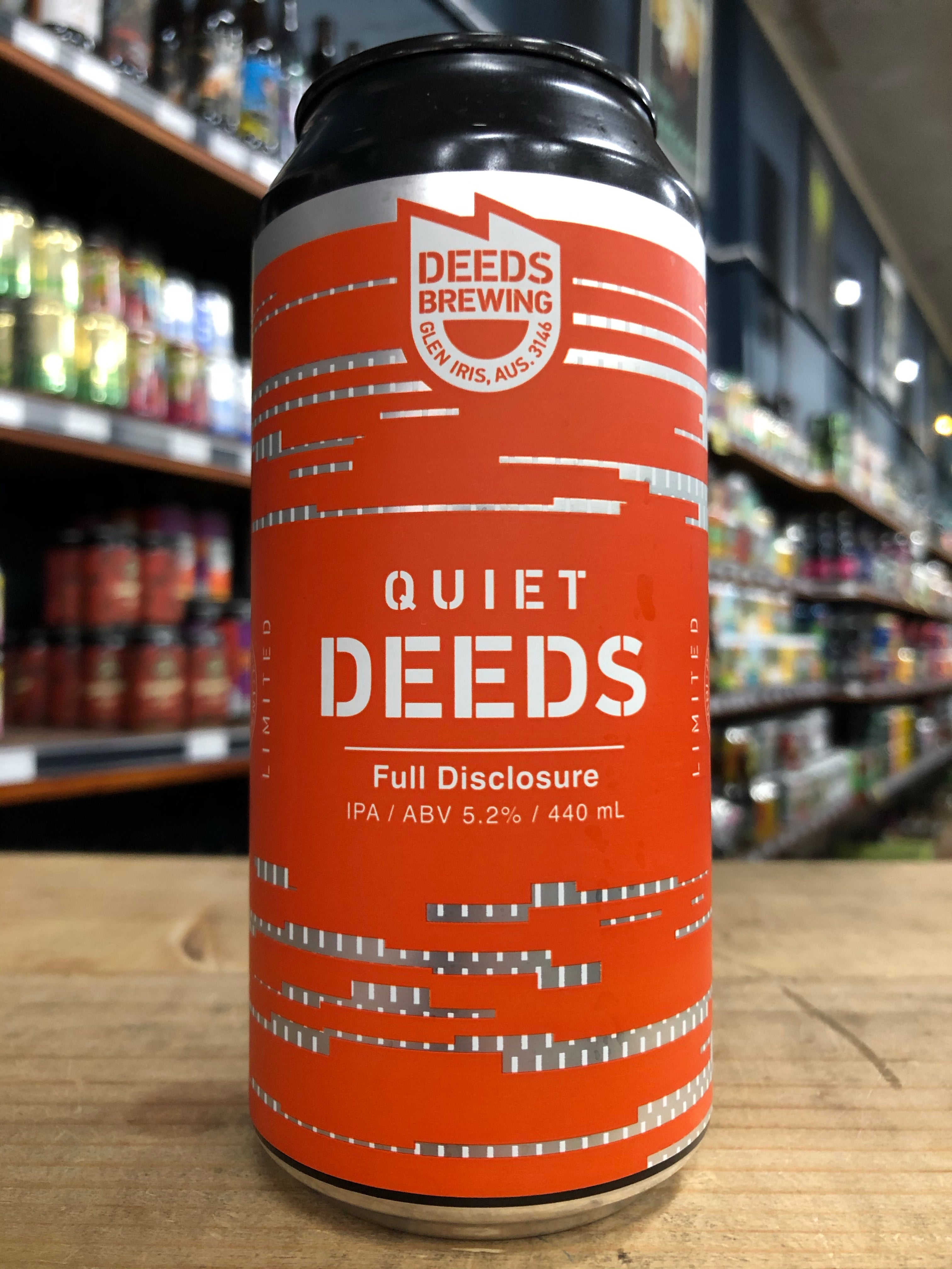 Quiet Deeds Full Disclosure IPA 440ml Can – Purvis Beer